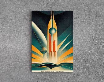 UFO ART Retro Woman Poster, Retro Sci-fi Wall Art, UFO Sighting Home ...