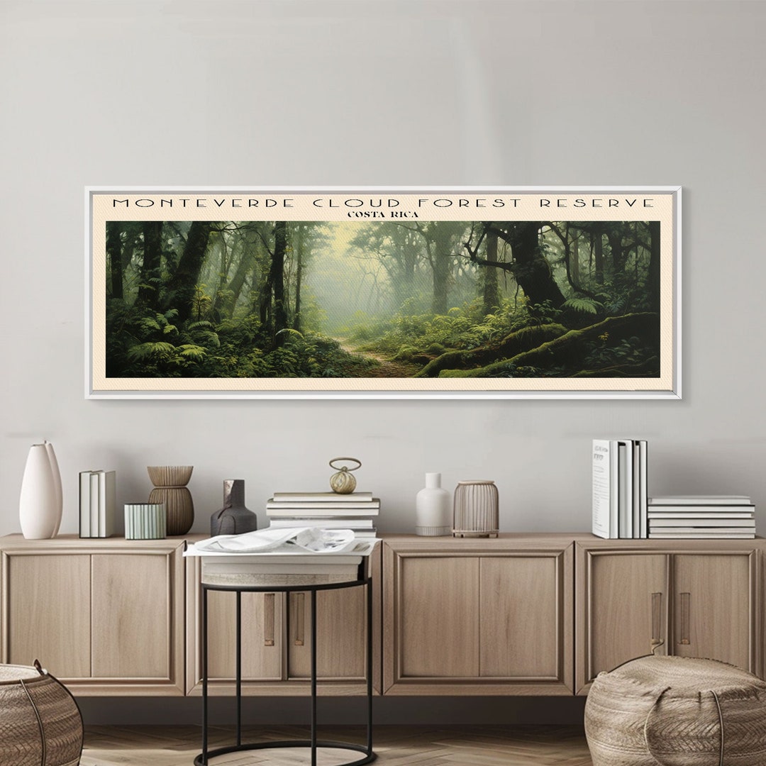 Monteverde Cloud Forest Reserve Retro Travel Poster - Panoramic Framed ...