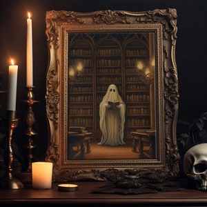 The Spooky Bookshop, Spooky Ghost, Fine Art Print, Halloween Wall Art ...
