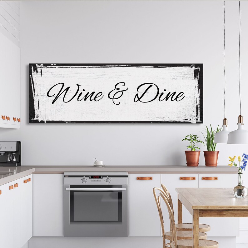 Kitchen Canvas Sign Wine and Dine Sign for Kitchen Kitchen | Etsy