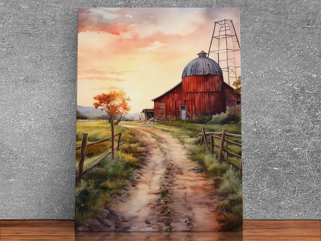 Country Roads at Sunset, Cottagecore Art, Framed Canvas, Poster Print ...