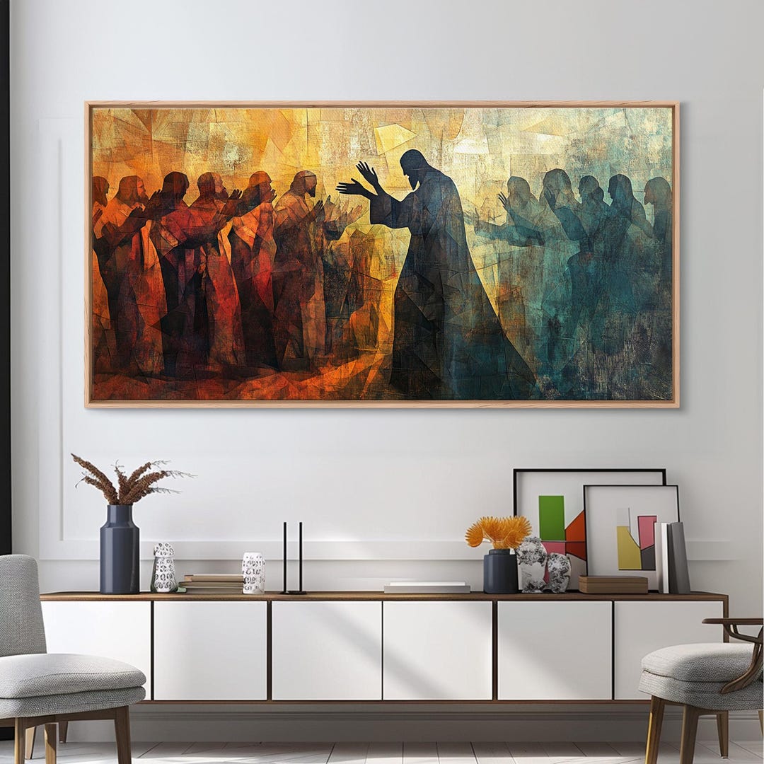 Raising of Lazarus Lent Theme in Abstract Style Framed Canvas Print ...