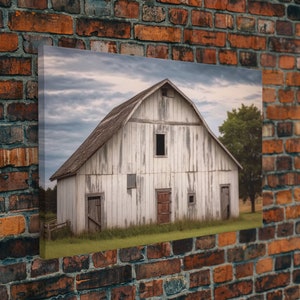 Rustic Farmhouse Wall Decor, White Barn Landscape Print, Farmhouse ...