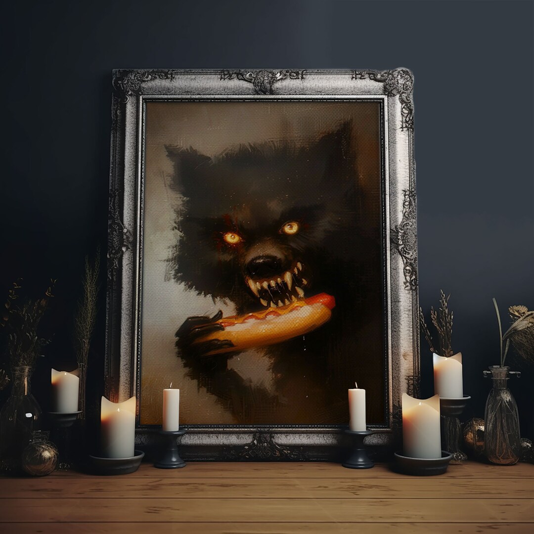 Halloween Werewolf Snarling, Framed Canvas Print, Wall Art, Home Decor ...