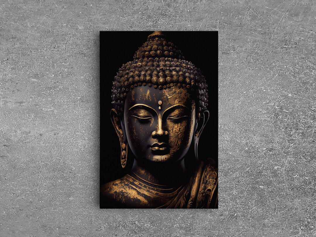 Gold and Black Buddha, Framed Canvas Print, Zen Center Yoga Art - Etsy