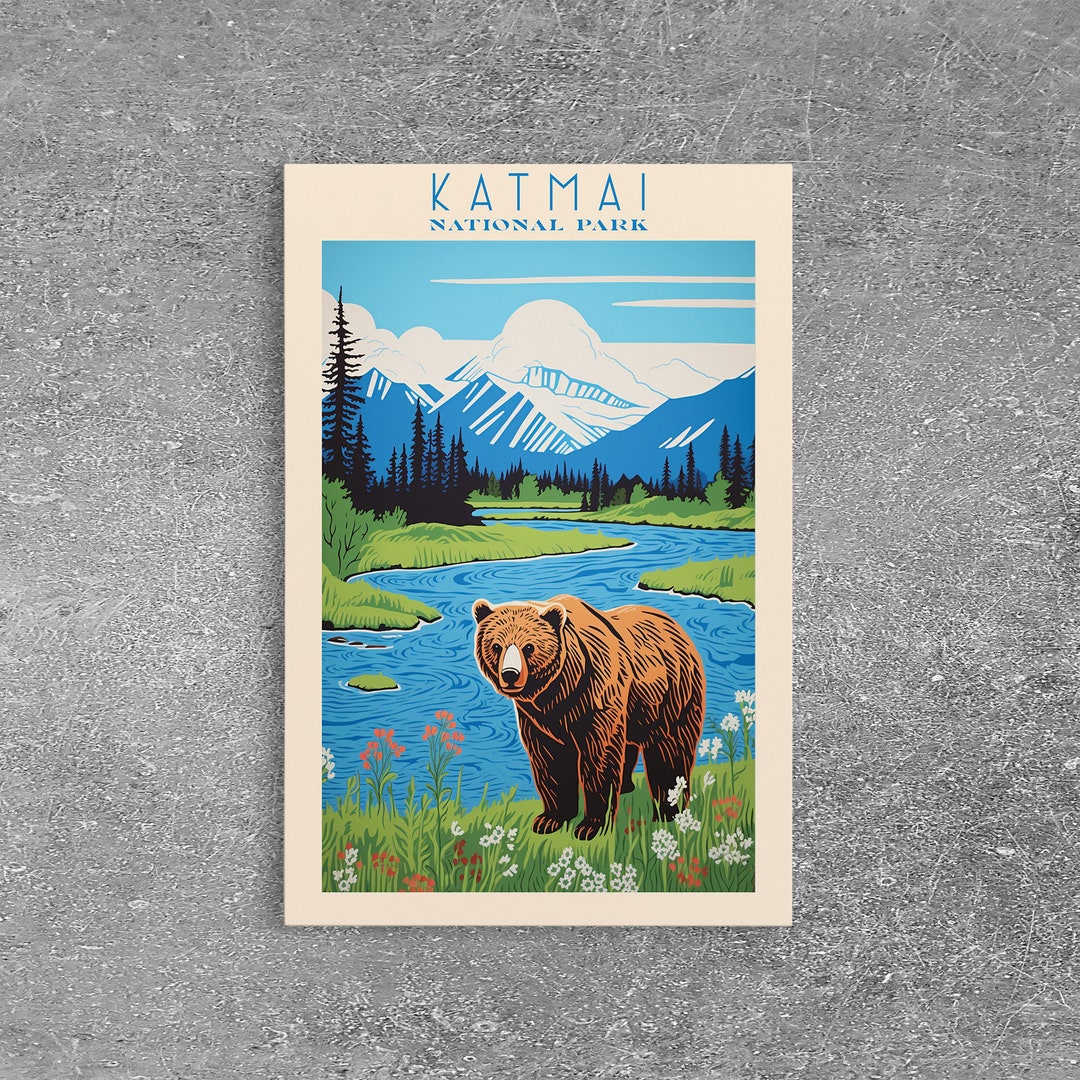 Katmai National Park, Alaska Travel Art, National Park Print ...
