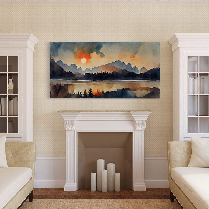 Watercolor Forest Fire Canvas Print Landscape Art Cool - Etsy