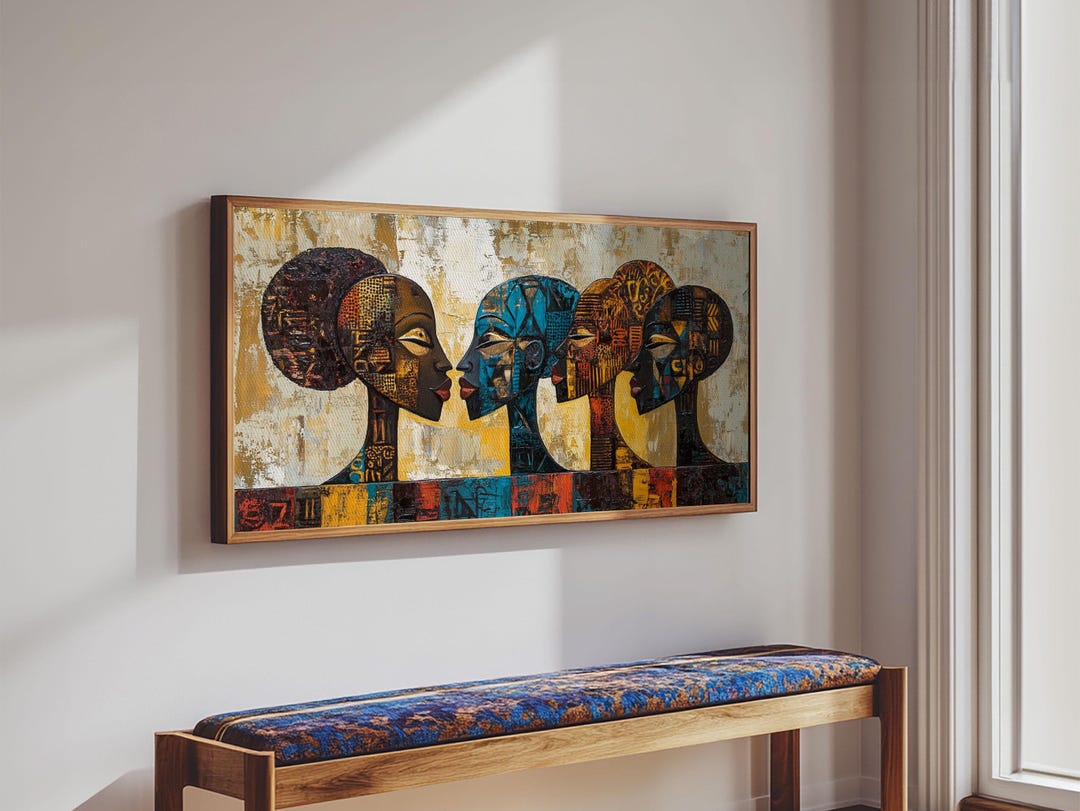 Afrocentric Geometric Art Framed Canvas Print, African Wall Decor, Bold ...