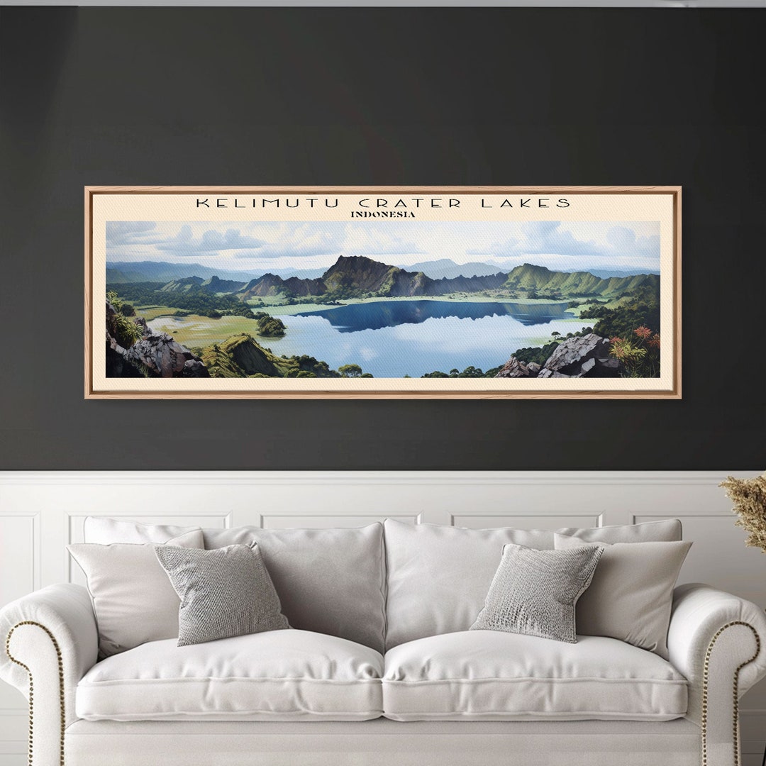 Kelimutu Crater Lakes Panoramic Wall Art Travel Poster, Gift for Travel ...