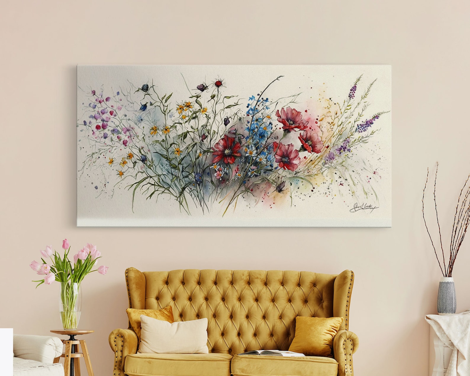 Beautiful Wildflowers, Wild Flower Art, Watercolor Floral Framed Canvas ...