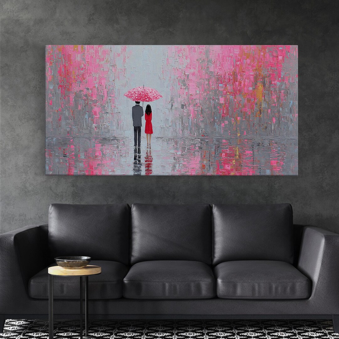 Pink Silence Forever - Framed Canvas Print - Oil Painting - Valentines ...