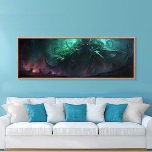 Rise of Cthulhu Framed Canvas Print, Panoramic Call of Cthulhu H.P ...