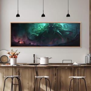 Rise of Cthulhu Framed Canvas Print, Panoramic Call of Cthulhu H.P ...