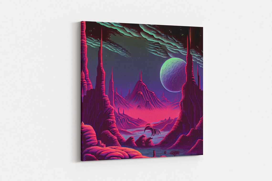 16 Bit Scifi Video Game Concept Art Alien World Synthwave - Etsy