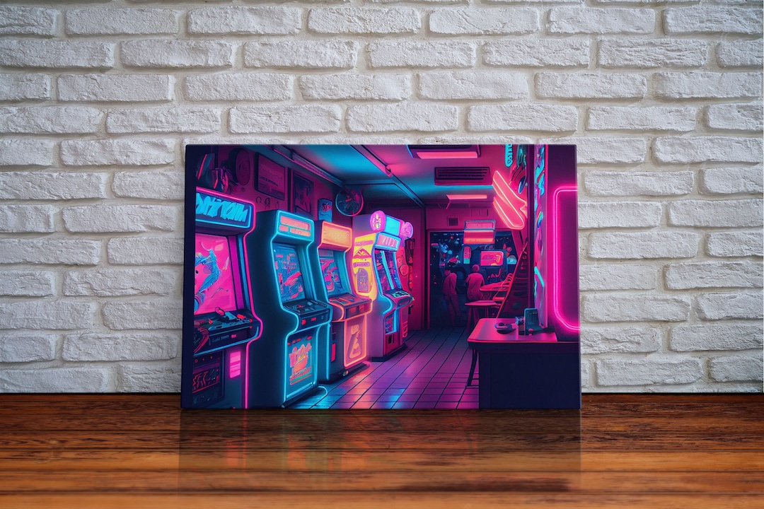 Neon Arcade Unique Game Room Art Retrowave Arcade Machine - Etsy