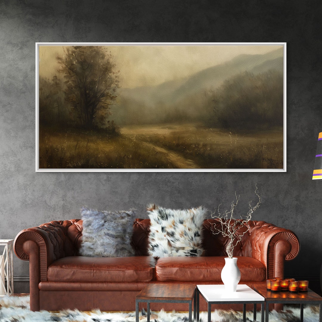 Vintage Style Landscape Art Print, Framed Canvas Art, Vintage Painting ...