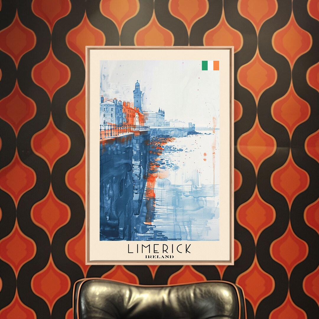 Limerick Ireland Travel Poster Framed Canvas Print, Landscape ...