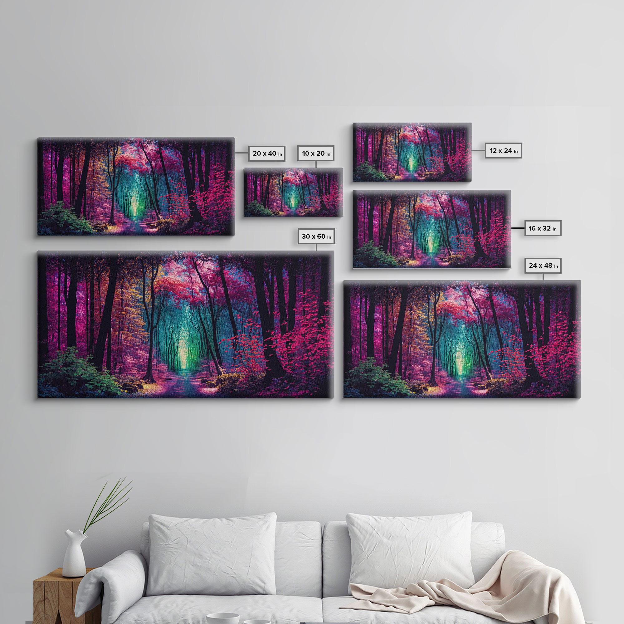 The Secret Grove, Fantasy Art, Pop Art Forest Landscape, Framed Canvas ...