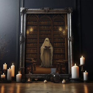 The Spooky Bookshop, Spooky Ghost, Fine Art Print, Halloween Wall Art ...