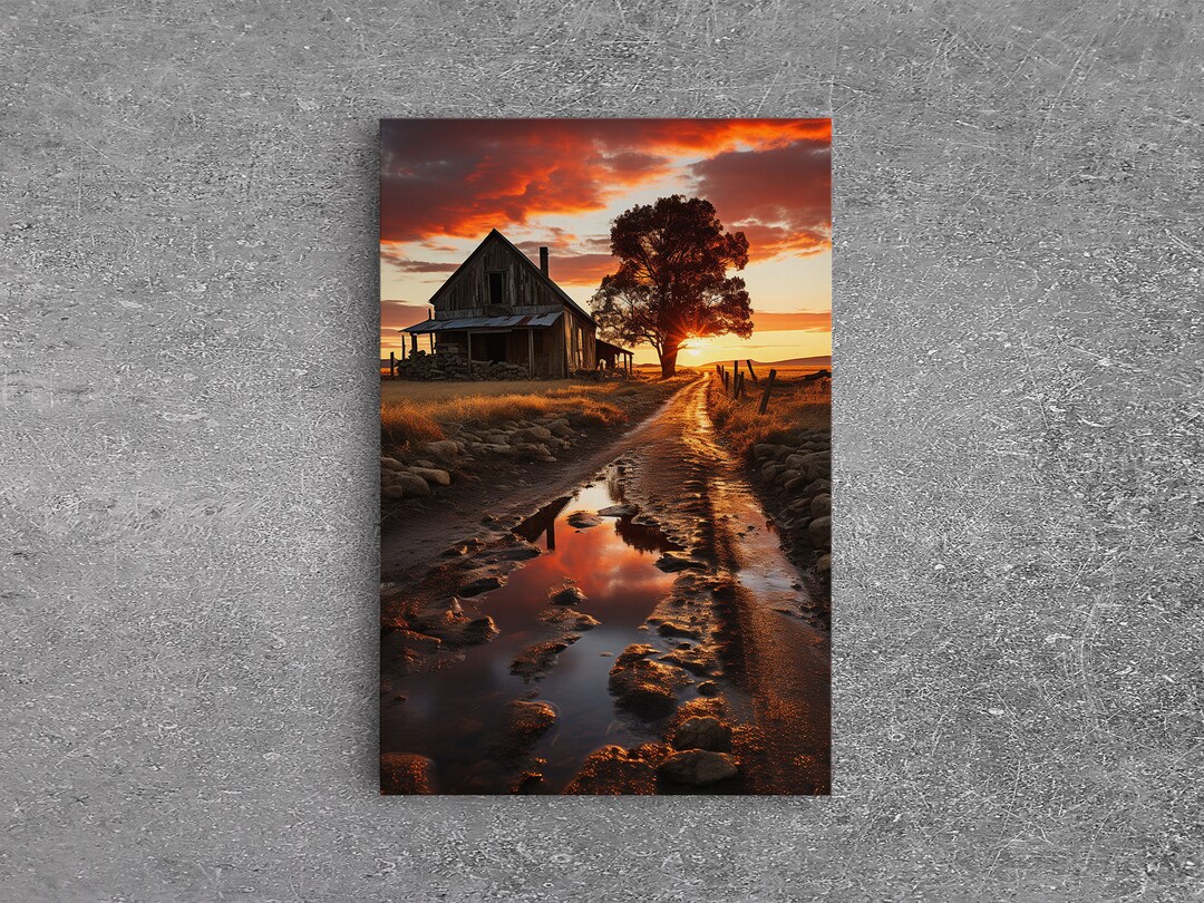 Country Lane Sunset Canvas Print, Country Roads, Dirt Road Art ...