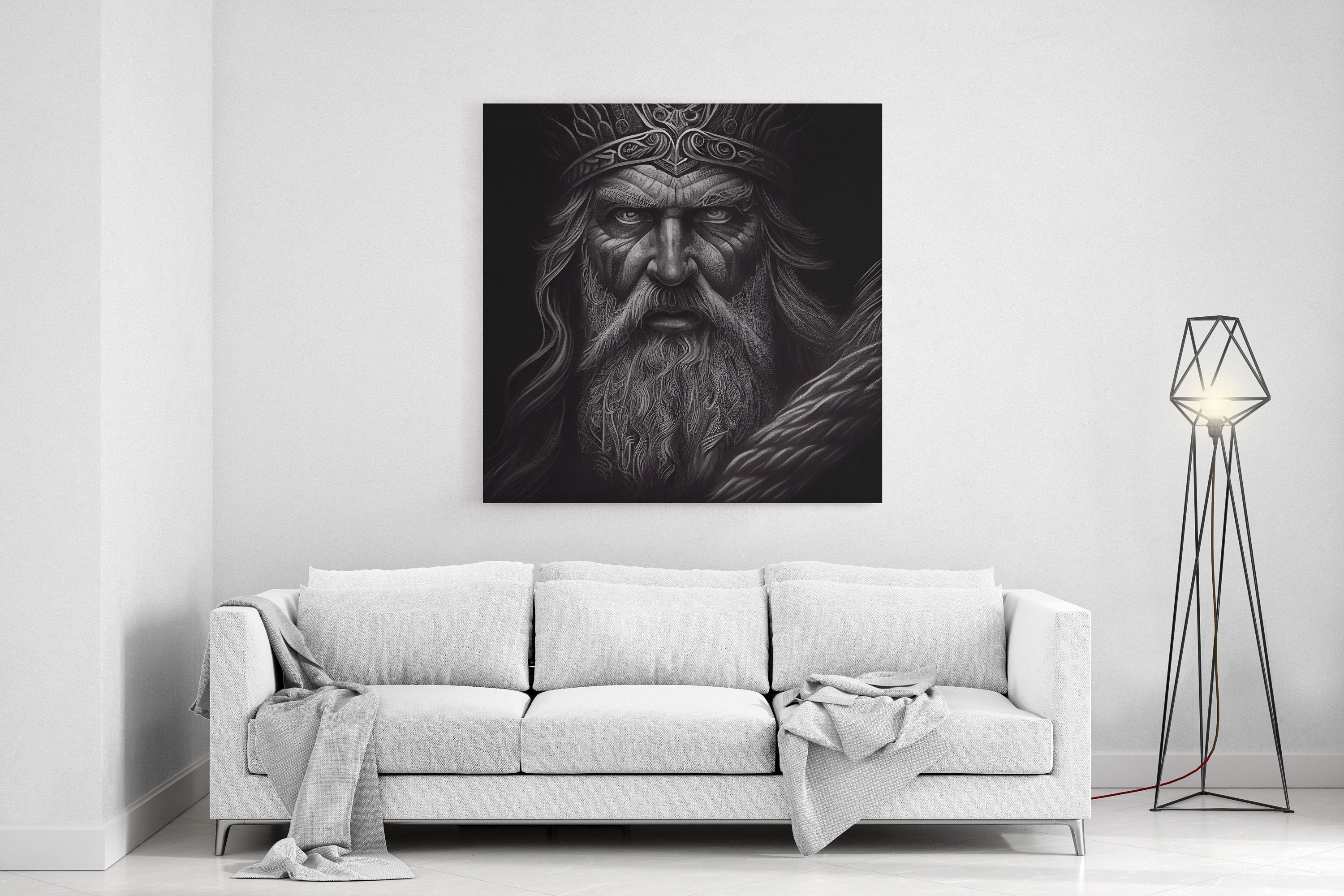 Portrait of Odin Norse Mythology Viking Art Framed Canvas - Etsy