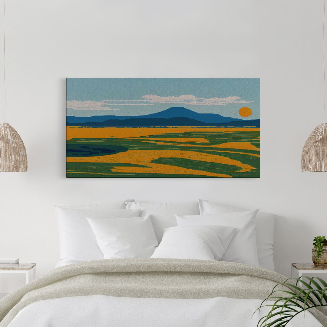 Pixel Art, Beautiful Landscape Made of Pixels, Ready to Hang Canvas ...