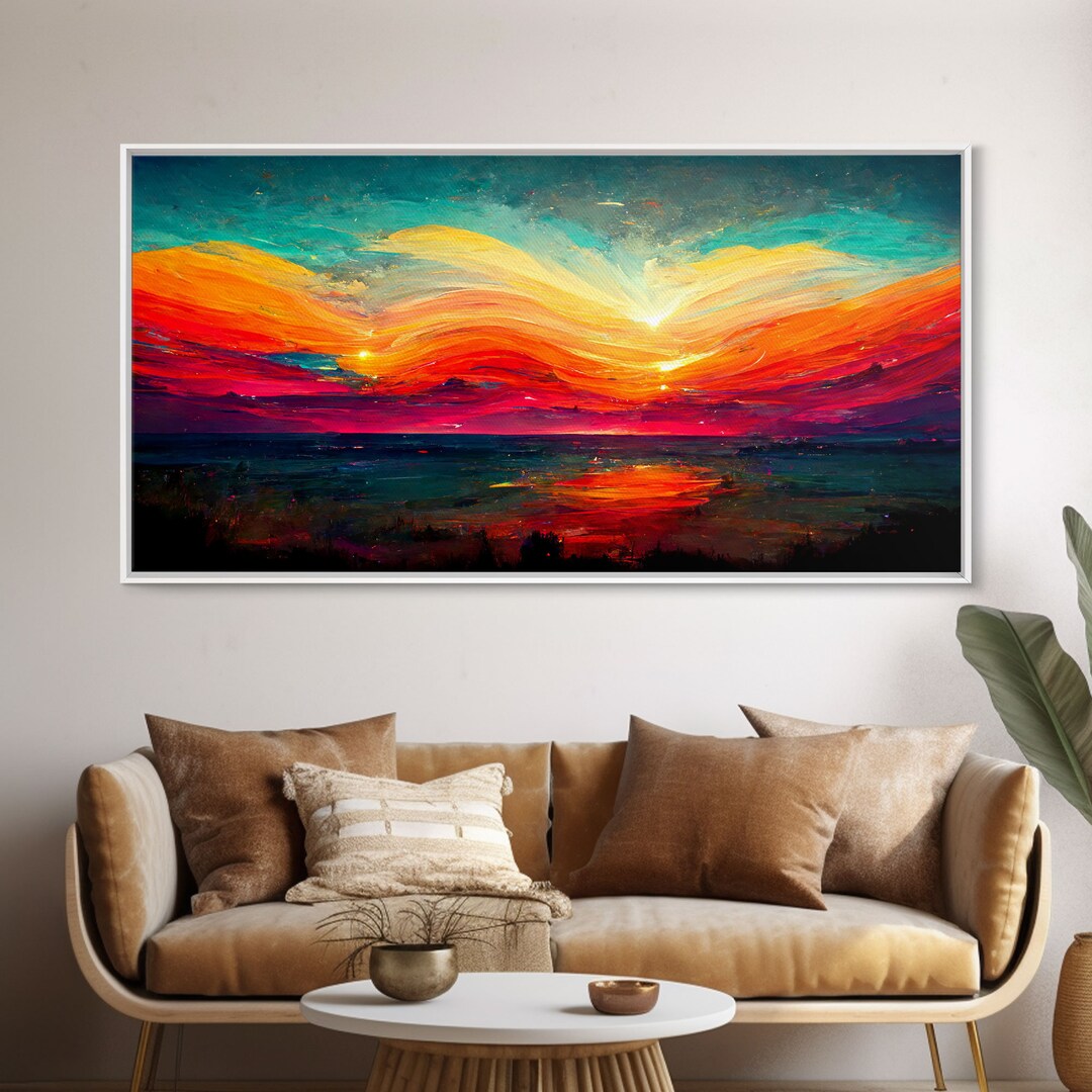 Beautiful Sunset Canvas Print, Canvas Art, Ink Painting Style, Abstract ...