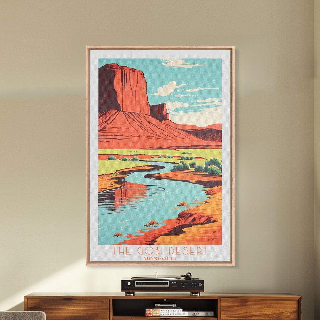 Gobi Desert Original Wall Art Travel Poster, Gift for Travel Lover ...