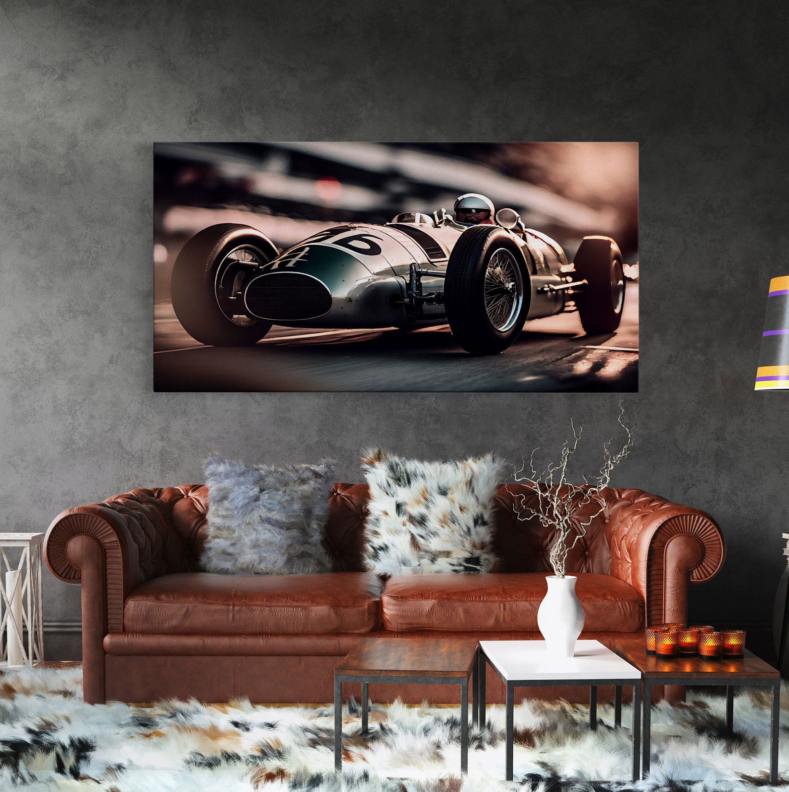Vintage Race Car Art Racing Art Framed Canvas Print Old - Etsy