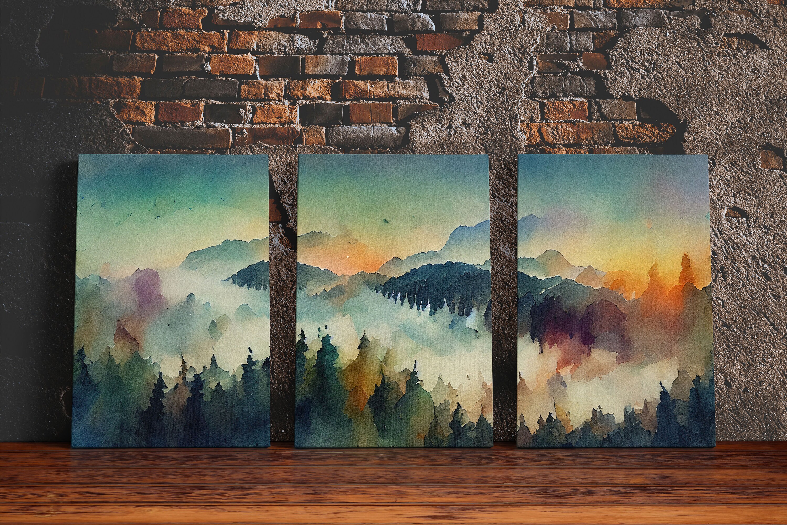 Dramatic Watercolor Sunset Landscape Abstract Landscape Art - Etsy