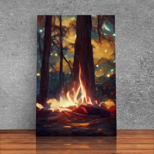 Abstract Campfire Art, Framed Canvas Print, Ready to Hang Framed Wall ...
