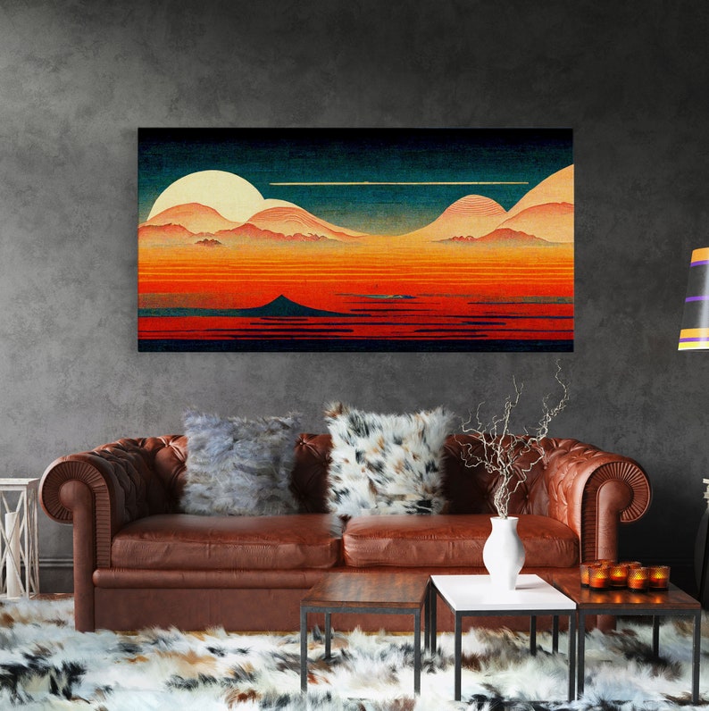 Art Deco Sunset Desert Dunes Canvas Print Ready to Hang Wall - Etsy