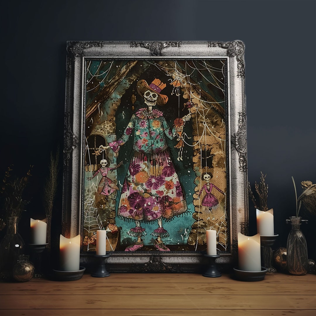 Halloween Pirate Skeleton With Glowing Eyes, Framed Canvas Print, Wall ...