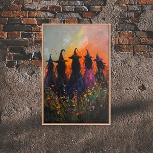 Springtime Witches, Coven of Witches Among the Wildflowers, Art Print ...