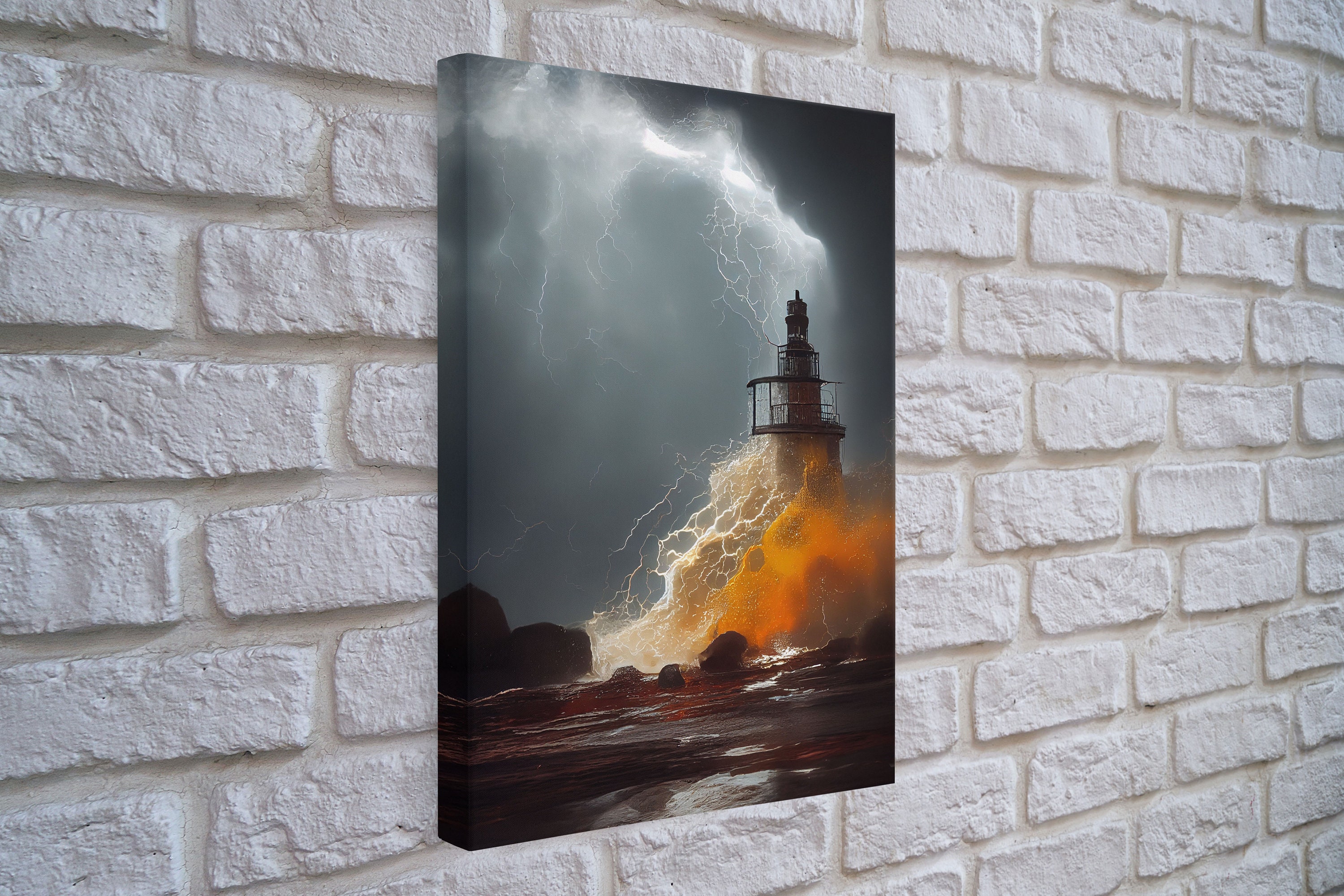 Lighthouse Oil Painting Canvas Print Light House Landscape - Etsy