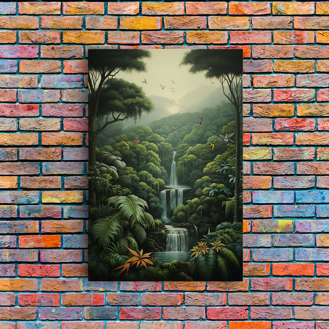 Jungle Wall Art, Waterfalls Art, Nature Wall Art, Trees Art Print ...