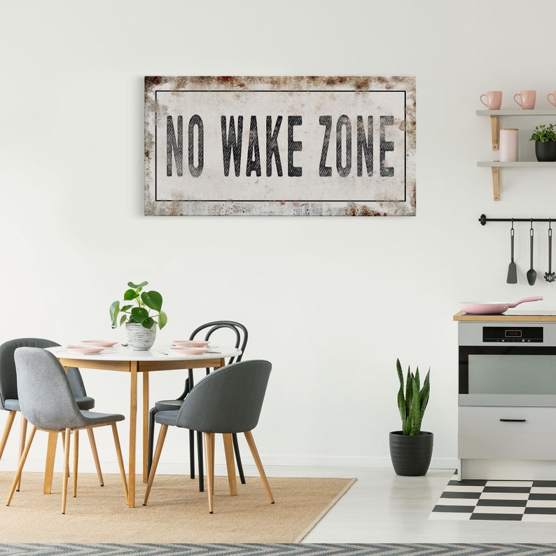 No Wake Zone Printed Canvas Rusty Sign Distressed Wall Art Cute Sign ...