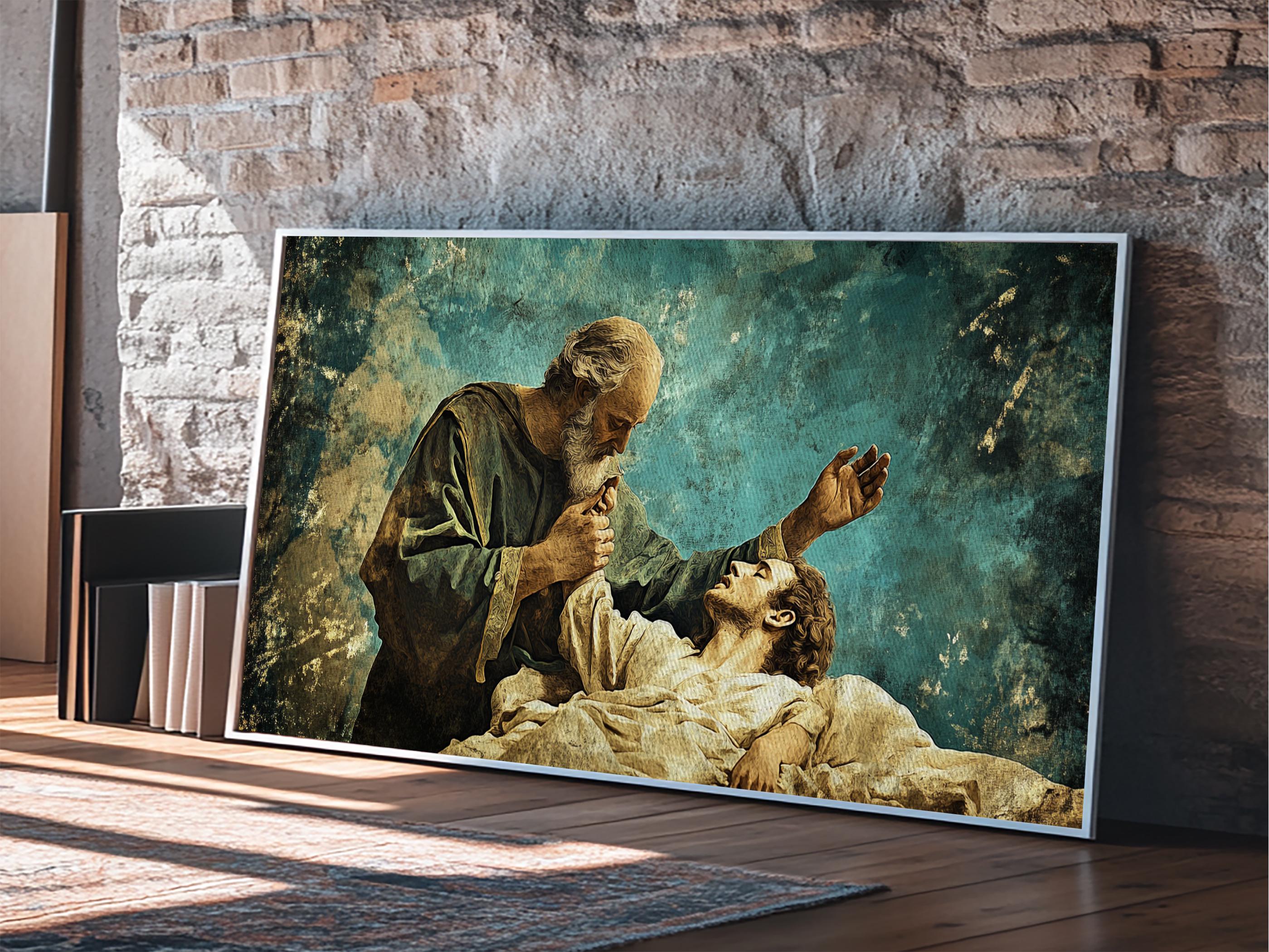 Sacrifice of Isaac Pop Art Framed Canvas Print - Dramatic Christian ...