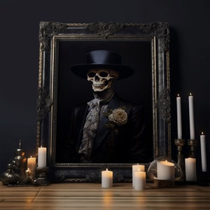 The Dapper Skeleton, Spooky Halloween Wall Art, Canvas Print, Framed ...