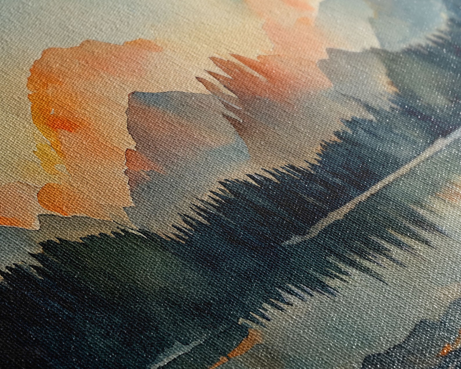 Watercolor Painting of a Forest Fire Canvas Print Landscape - Etsy