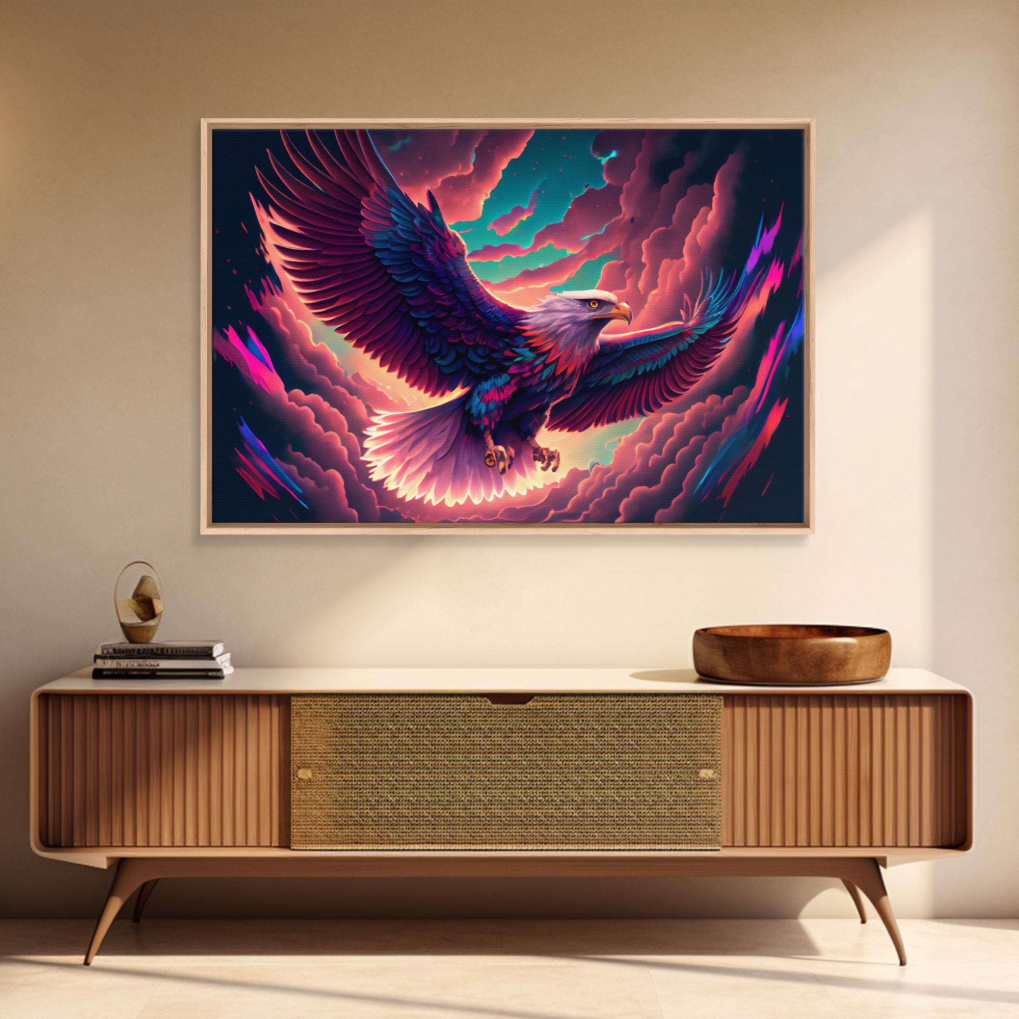 Birds of Prey Art, Bioluminescent Bald Eagle, Vaporwave Art Animal ...