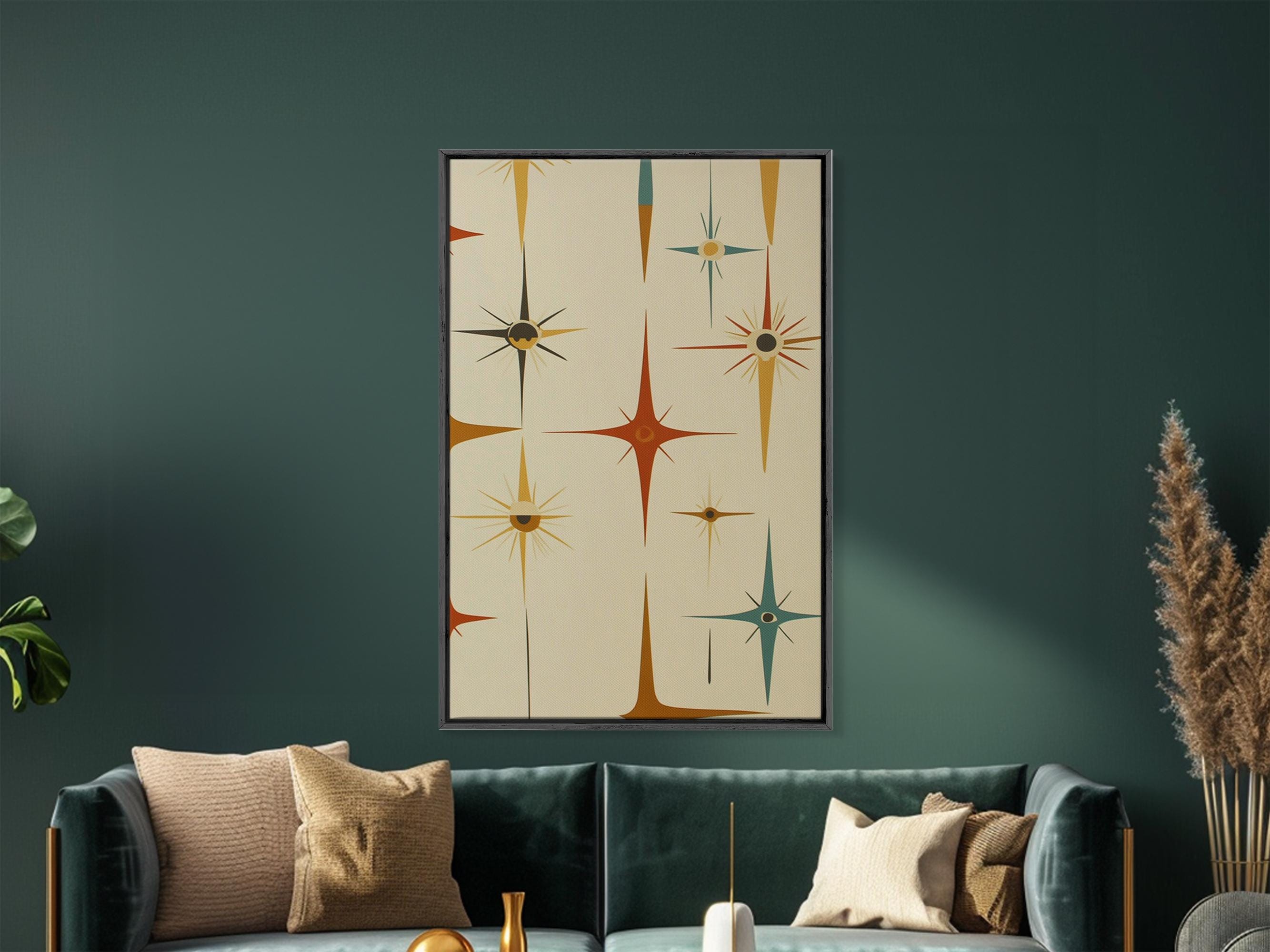 Mid Century Modern Atomic Starburst Retro Wall Art - Atomic Decor ...