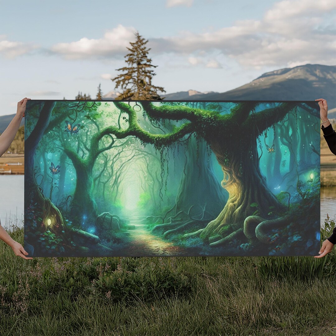 Beautiful Magical Fairy Forest, Framed Canvas Print, Fantasy Forest ...