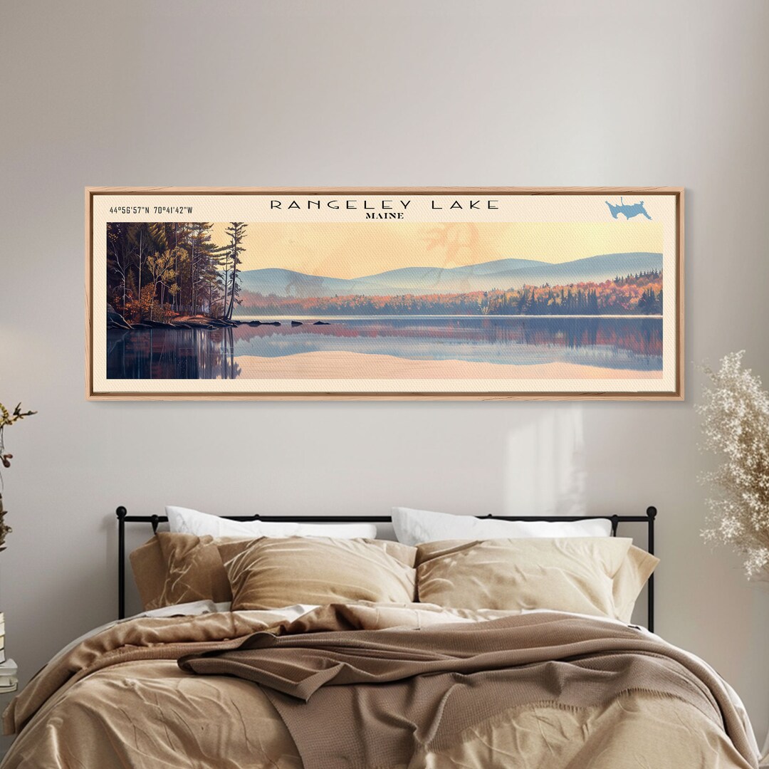 Rangeley Lake Maine Framed Canvas Print, Lake House Decor, Wall Art ...
