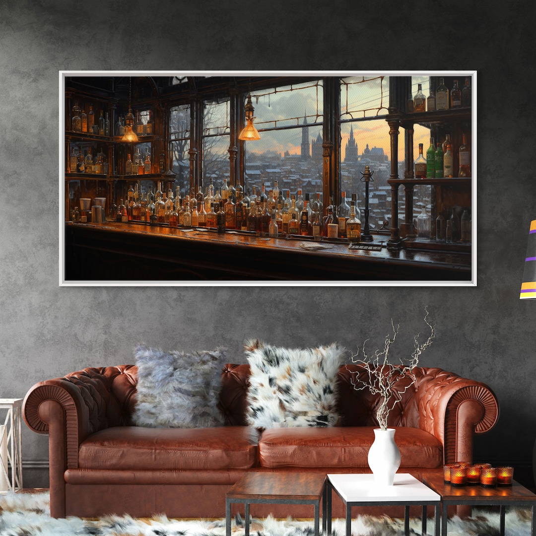 Old Timey Western Bar, Oil Painting of A Vintage Bar Overlooking the ...