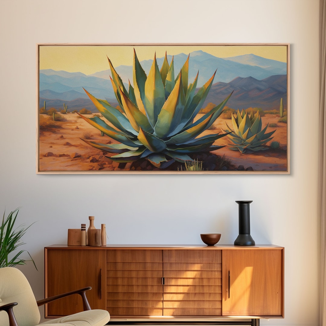 Southwestern Wall Art, Agave Desert Canvas Ready to Hang Large Print ...