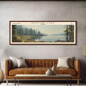 Redfish Lake Idaho Framed Canvas Print, Lake House Decor, Panoramic ...