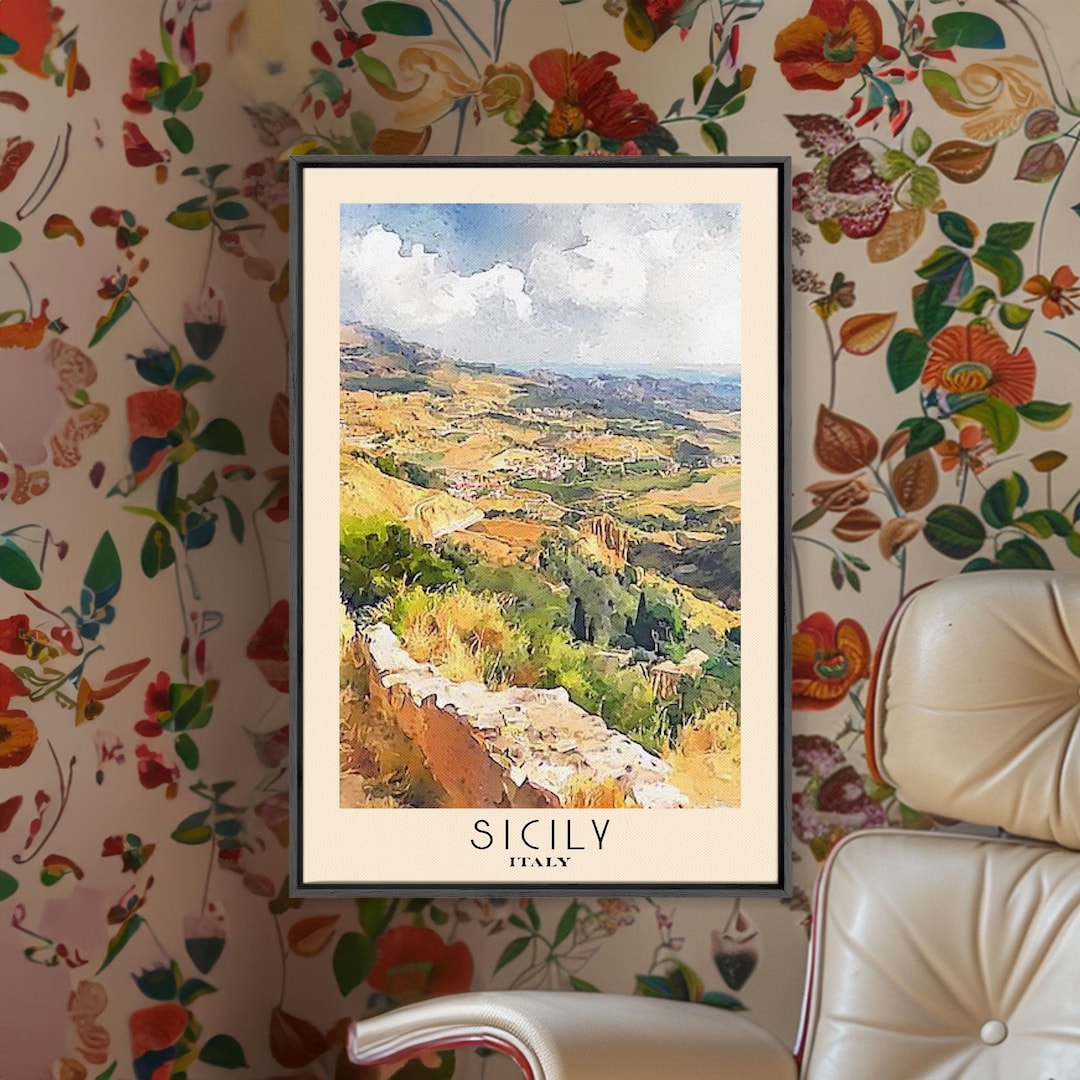 Sicily, Italy Watercolor Beach Print, Vacation Gift, Italy Wall Art ...