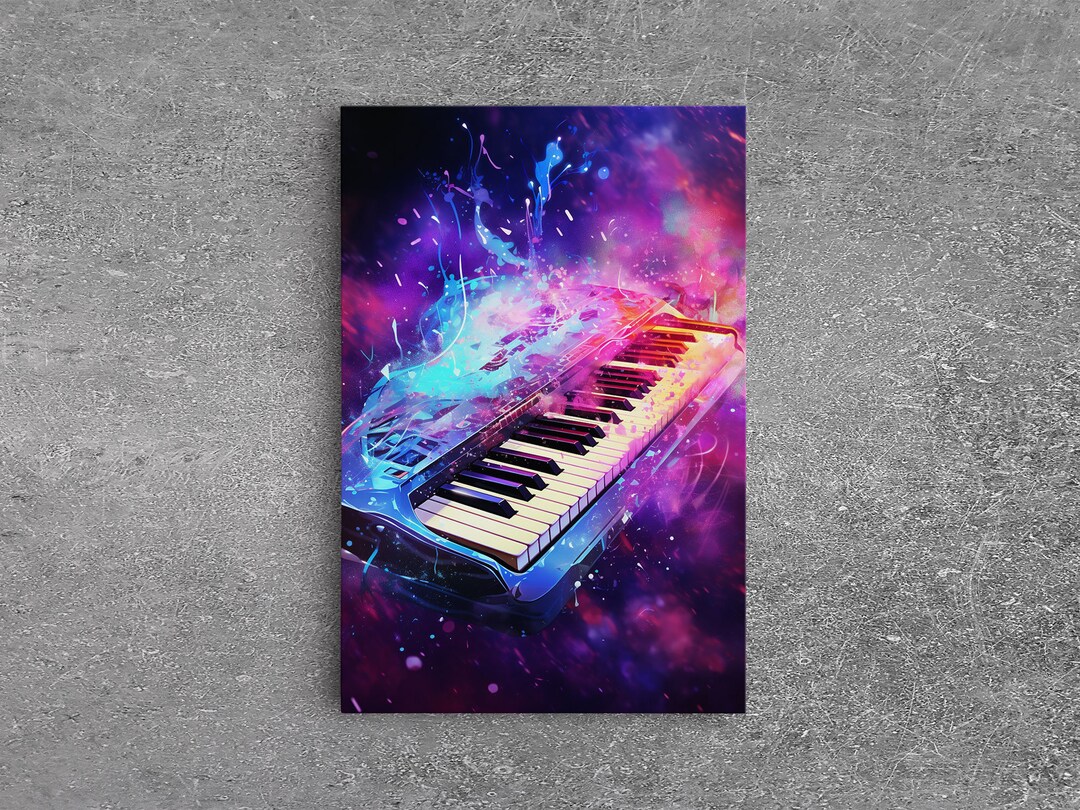 Cosmic Keyboard, Galaxy Music Art Framed Canvas Print, Electric ...