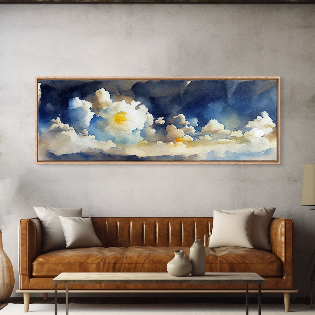 Whimsical Clouds Wall Decor, Ready to Hang Canvas Print, Panoramic ...